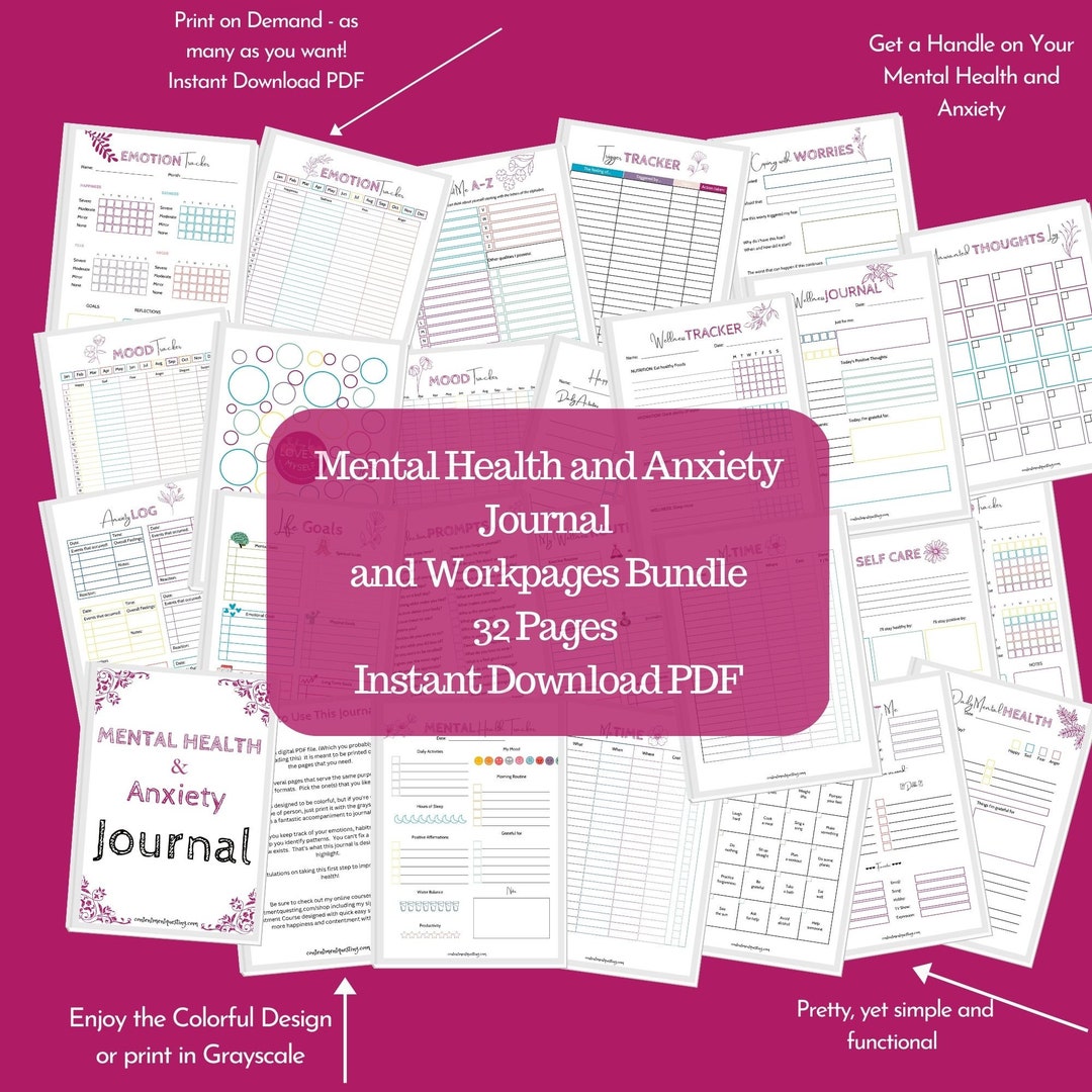 Mental Health Journal| Anxiety Journal | Mental Health Workbook ...