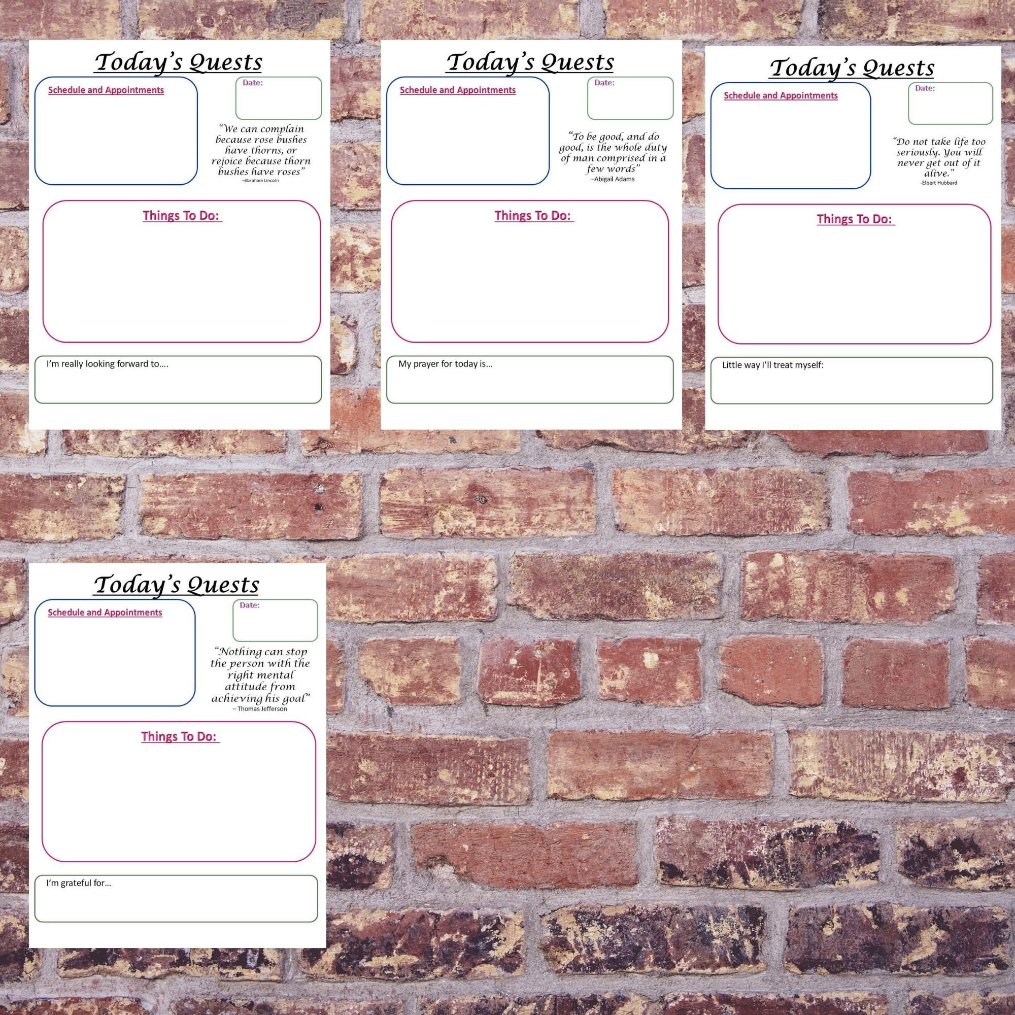 Printable To-do List With Inspirational Quotes and Reflection - Etsy