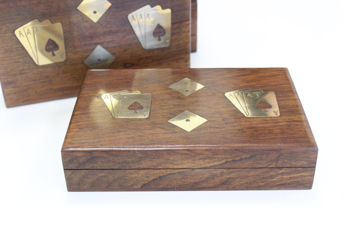 Wooden Playing Cards and Dice Game Set - Etsy