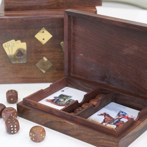 Wooden Playing Cards and Dice Game Set - Etsy