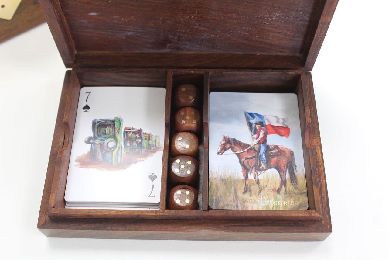 Wooden Playing Cards and Dice Game Set - Etsy