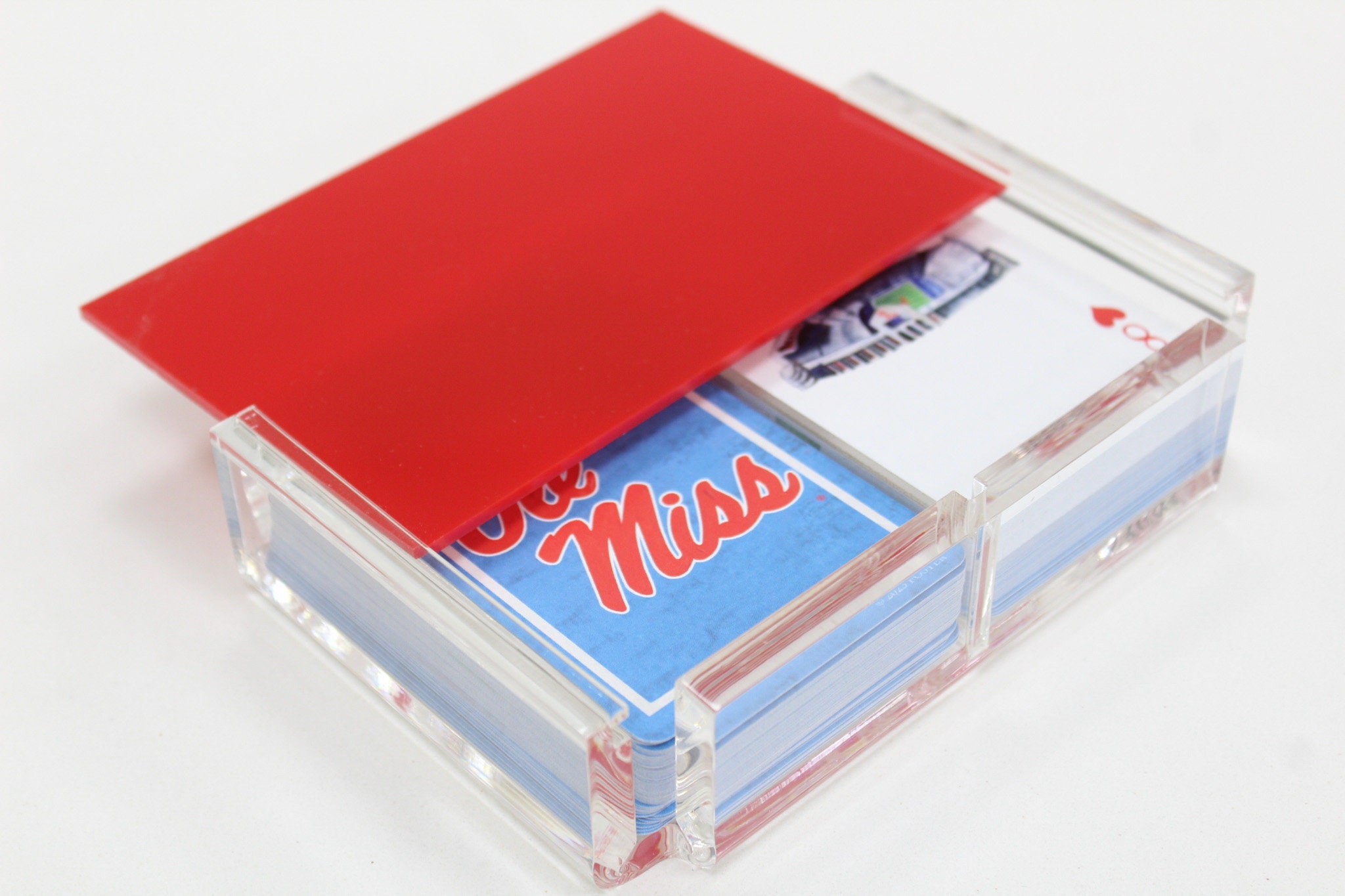 Red Acrylic Double Deck Card Case, Beautiful Red Playing Card Display ...