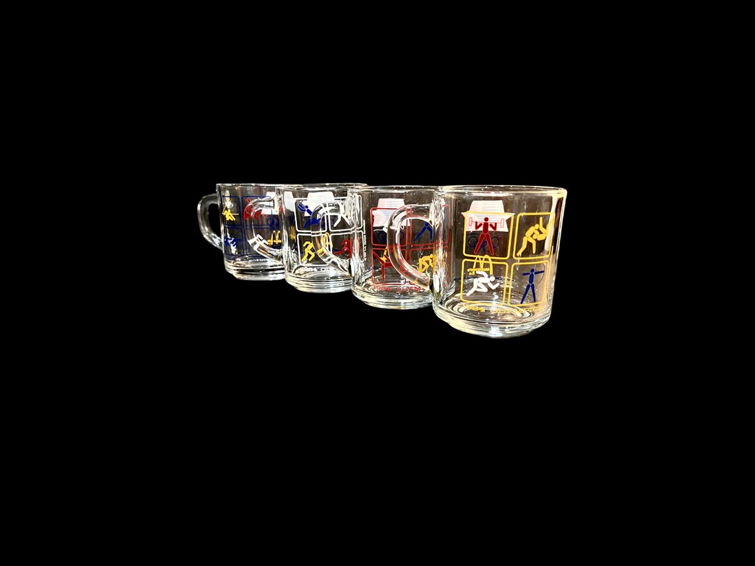 Vintage Set of 4 Mcdonald's 1984 Olympics Glass Mug XXIII 23rd Olympiad ...