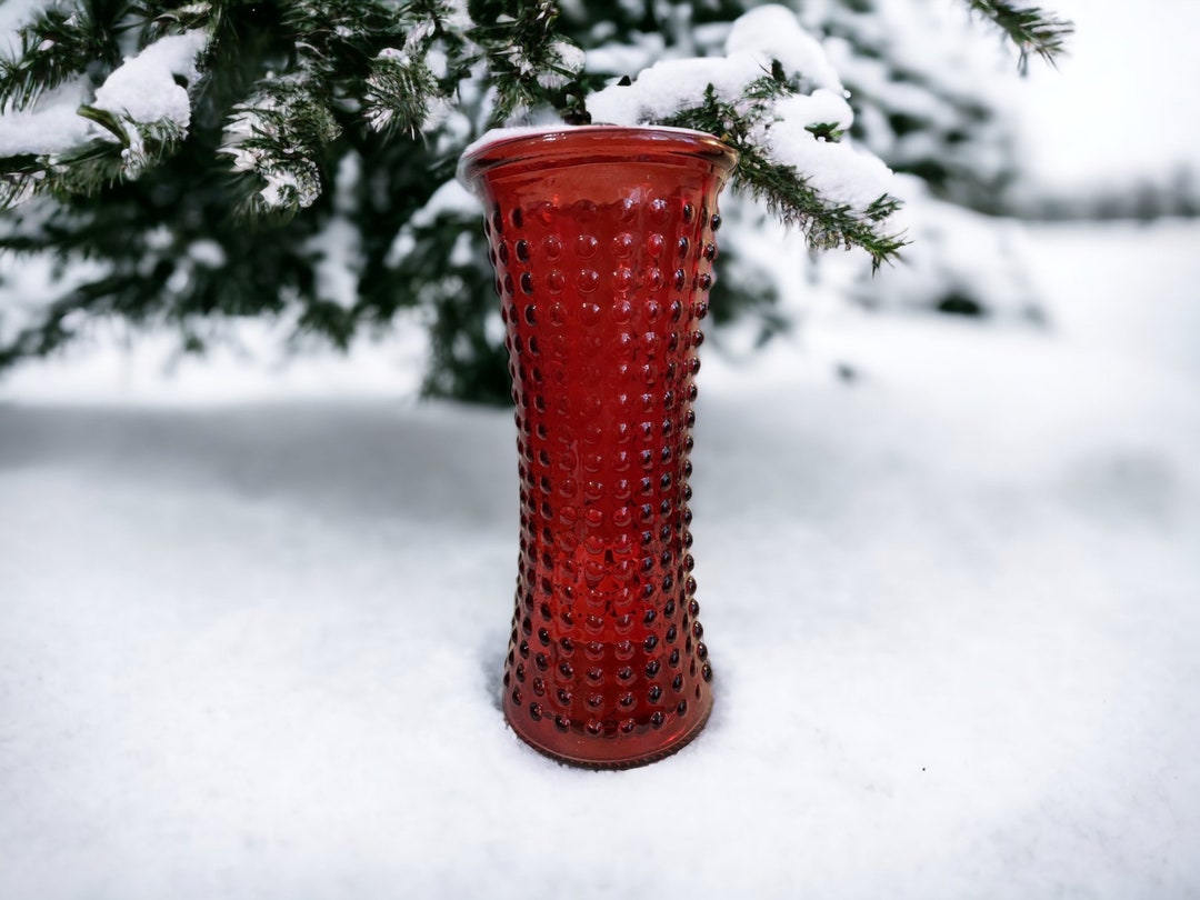Vintage DPS Hobnail #1 Large Glass Ruby Red Hobnail Vase 9.5" Tall 4.25 ...