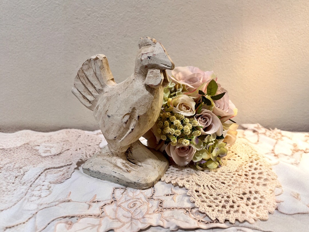 Wooden Upcycled Farmhouse French Country Chicken Figurine Shelf Sitter ...