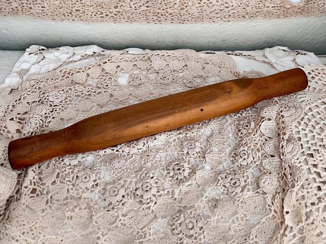 Vintage One Piece Rustic Farmhouse Primitive Wooden Rolling Pin 13.75 ...