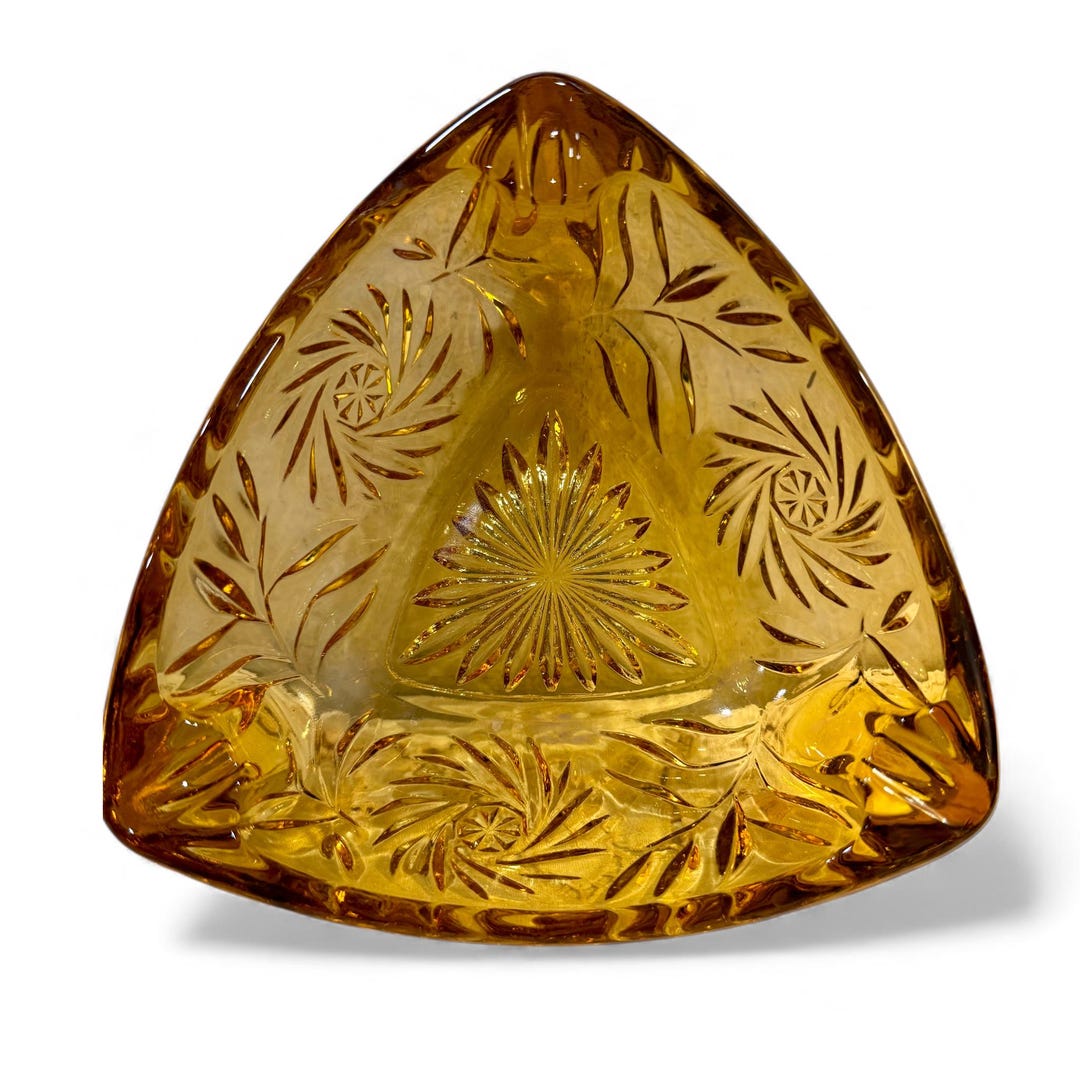 1950s Hazel Atlas Pinwheel Pattern Amber Pressed Glass Triangular ...
