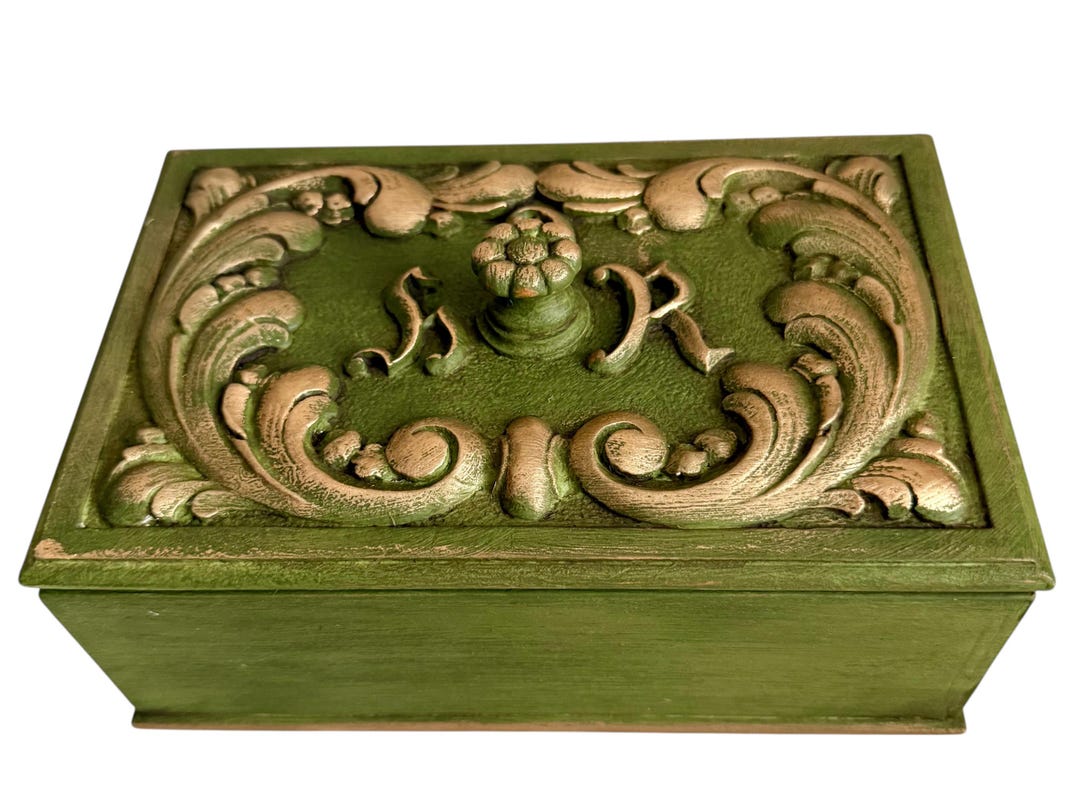 Vintage Hand Carved Wooden Trinket Box Hand Painted GDR - Etsy