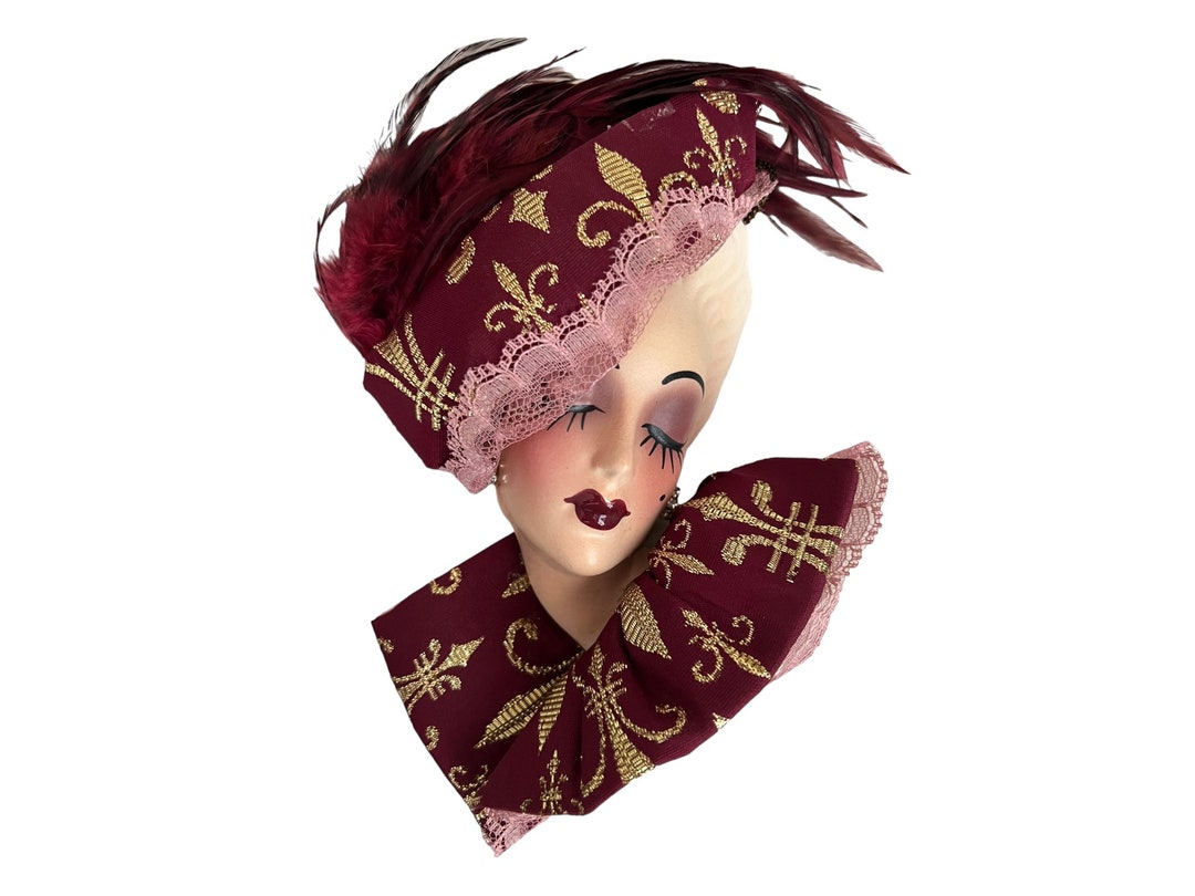 Vintage Porcelain Hand Painted Fancy Lady Face Mask Wall Decor Made in ...