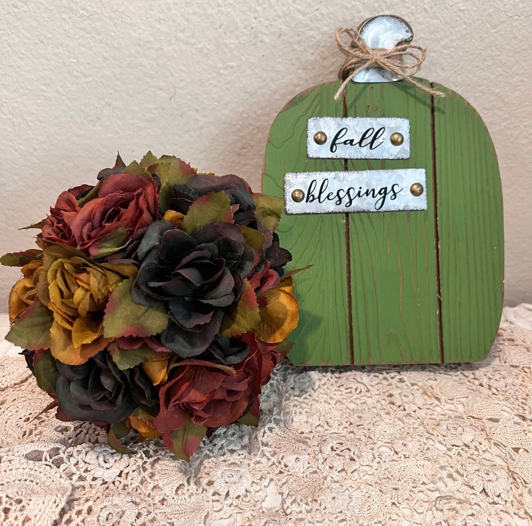 Rustic Wooden Pumpkin Shelf Sitter "fall Blessings" - Etsy