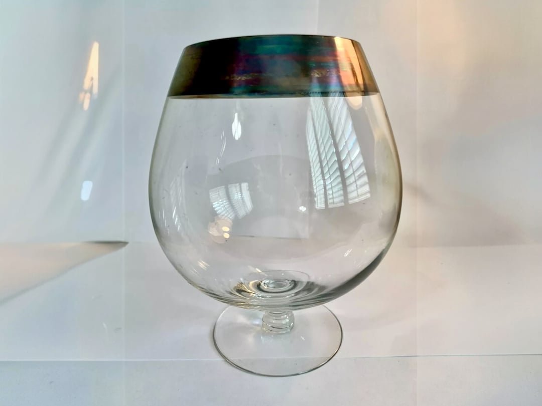 Vintage Mid Century Modern Dorothy Thorpe Silver Band Brandy Snifter 8. ...