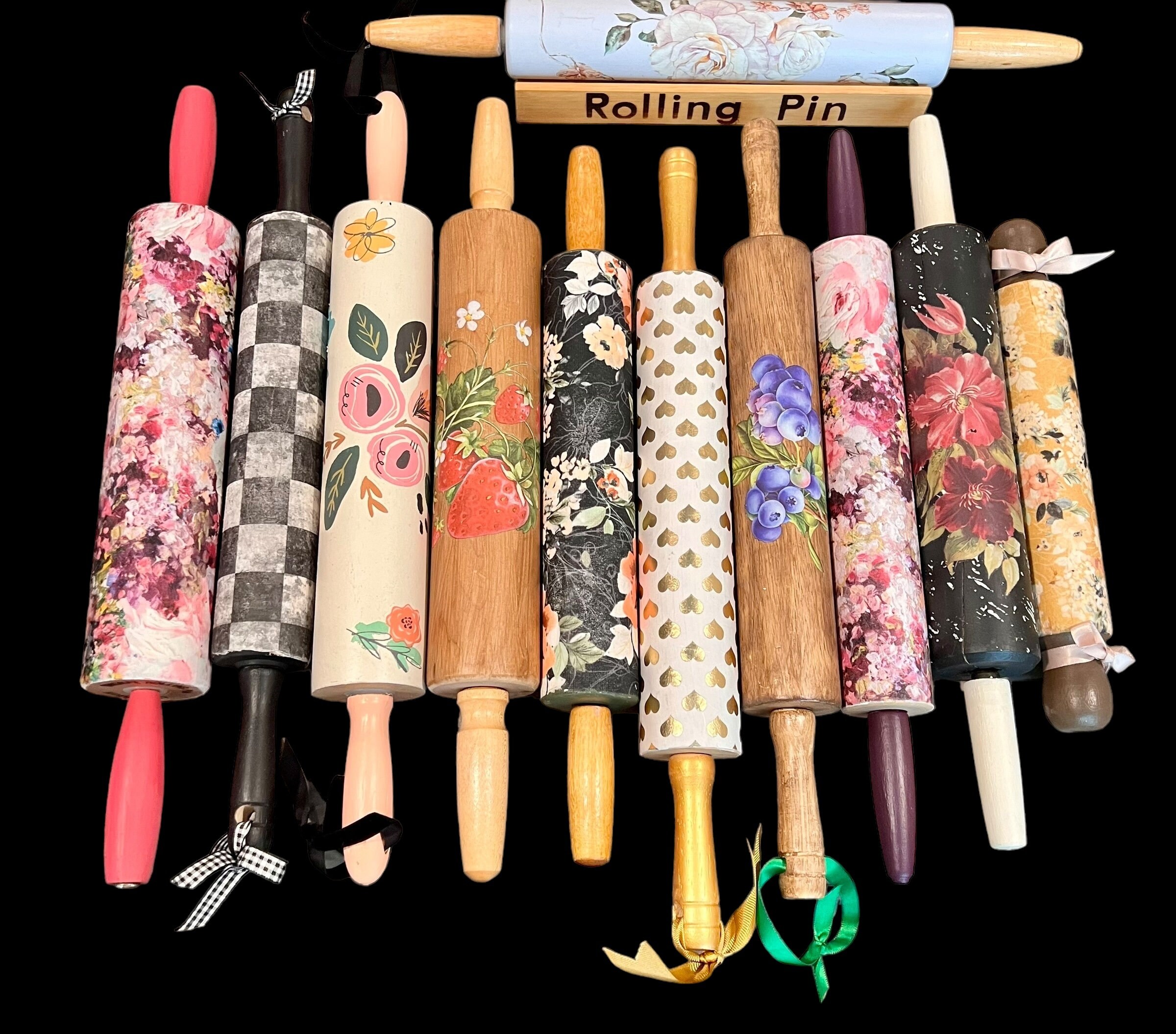 Upcycled Vintage Wooden Rolling Pins Kitchen Home Decor Farmhouse ...