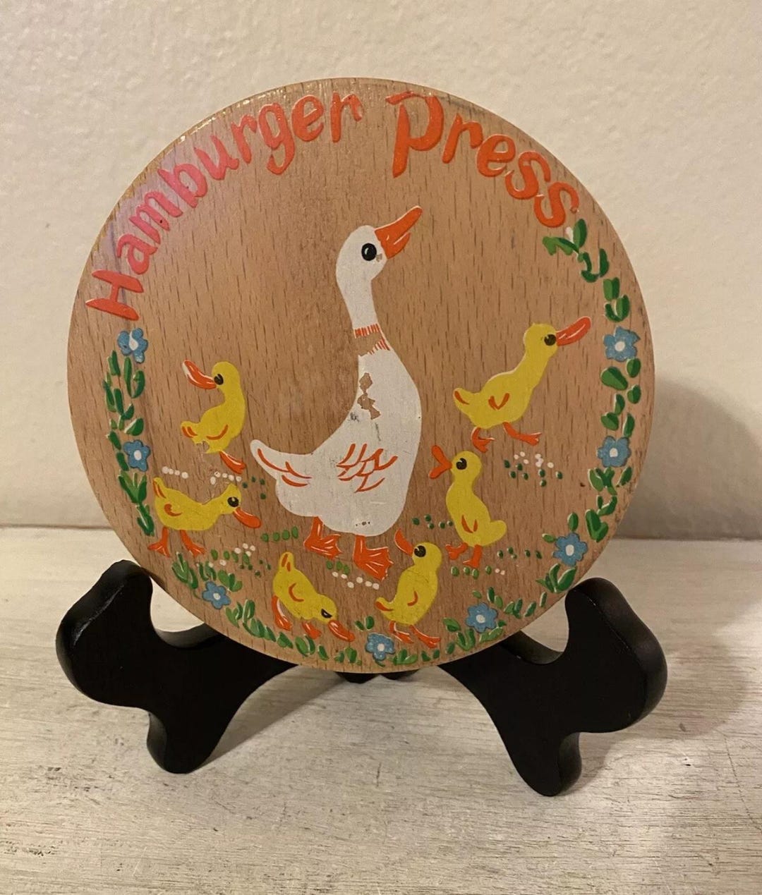 1960s Vintage Hand Painted Wooden Wood Hamburger Press With Ducks 5 ...