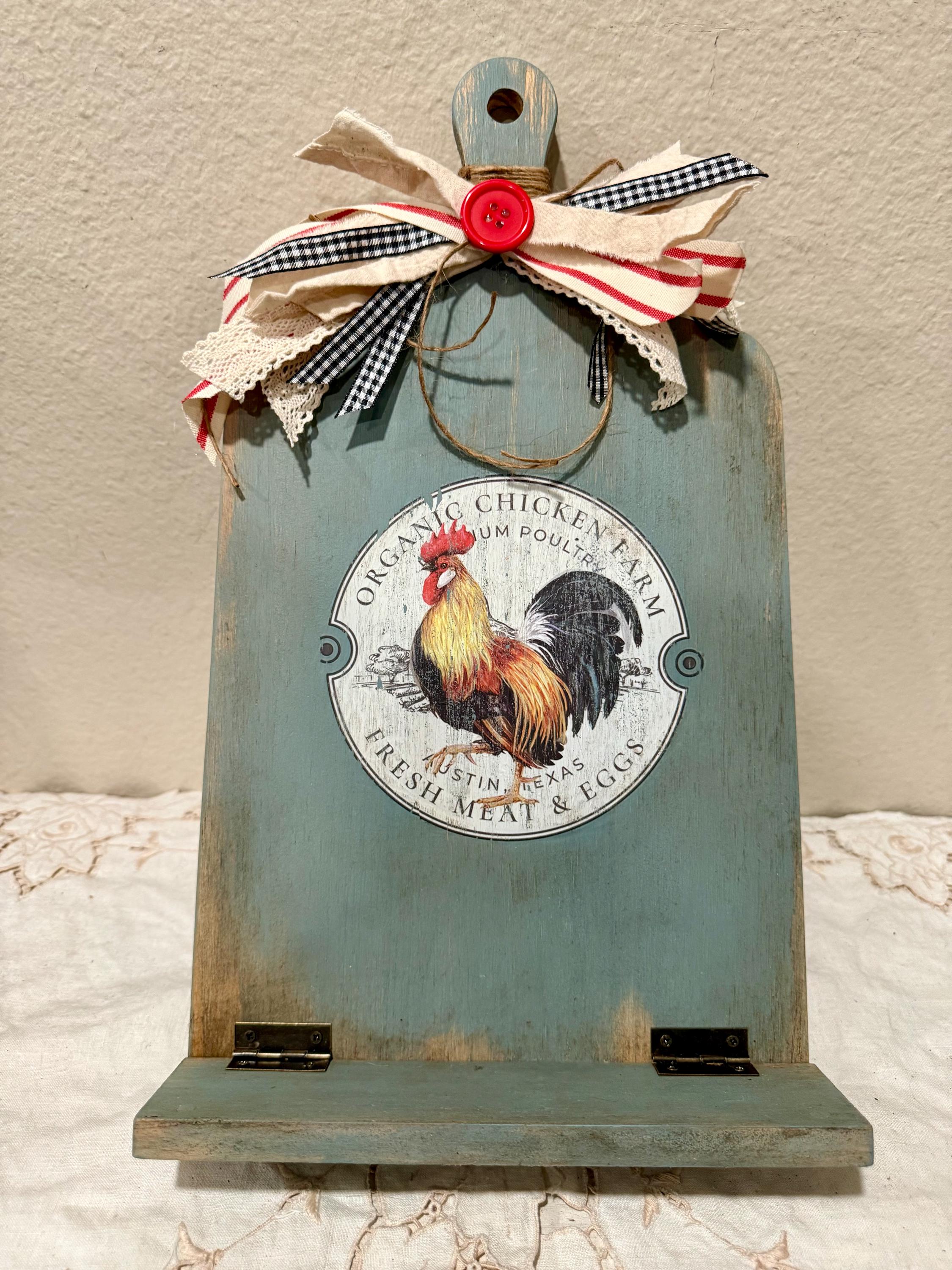 Wooden Rooster Farmhouse French Country Cottage Upcycled Cutting Board ...
