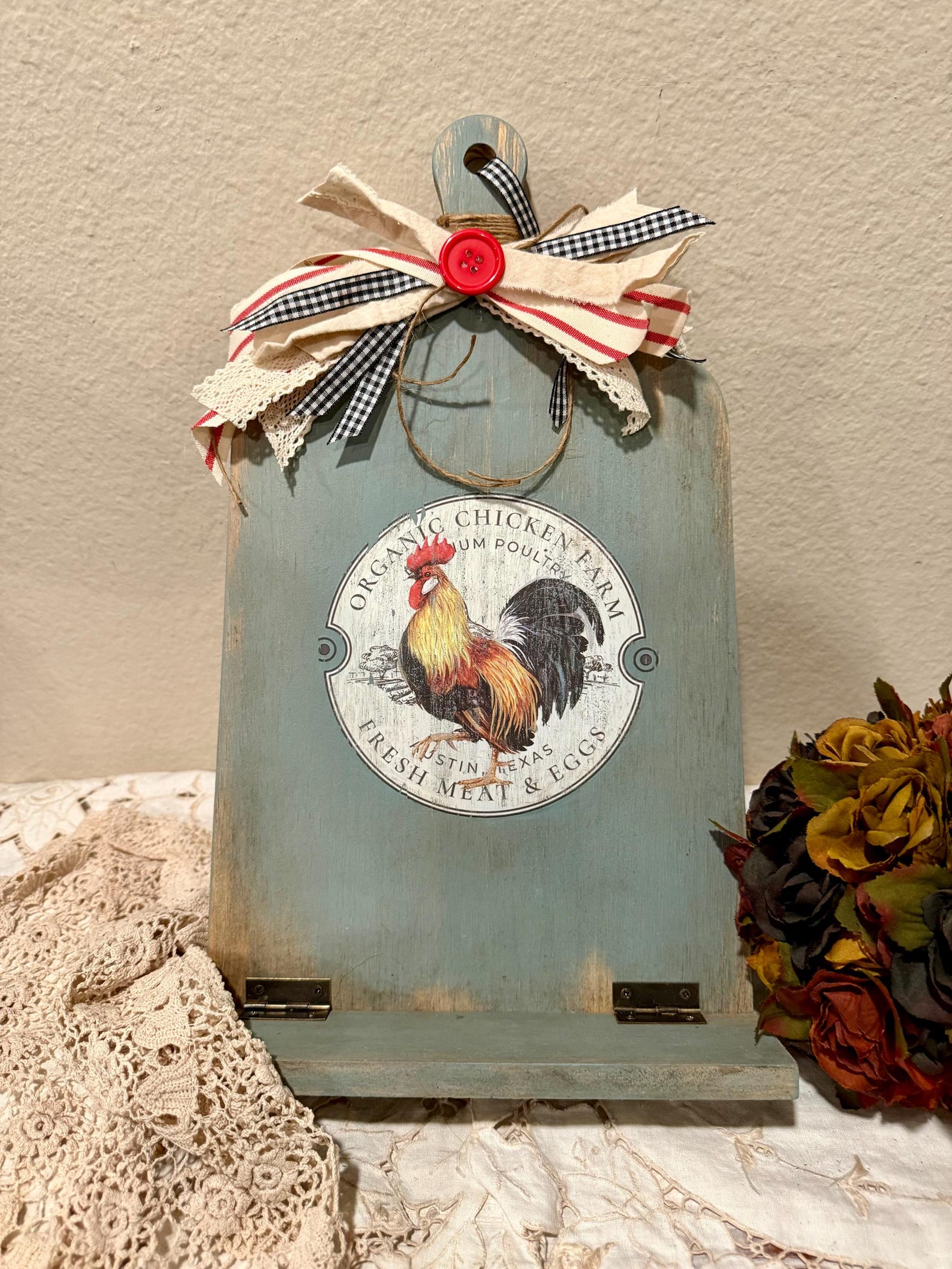 Wooden Rooster Farmhouse French Country Cottage Upcycled Cutting Board ...