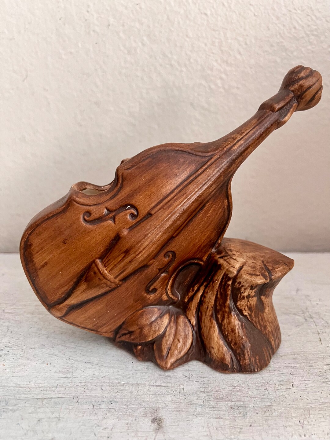 Vintage 1958 Treasure Craft Cello Violin Log Planter - Etsy