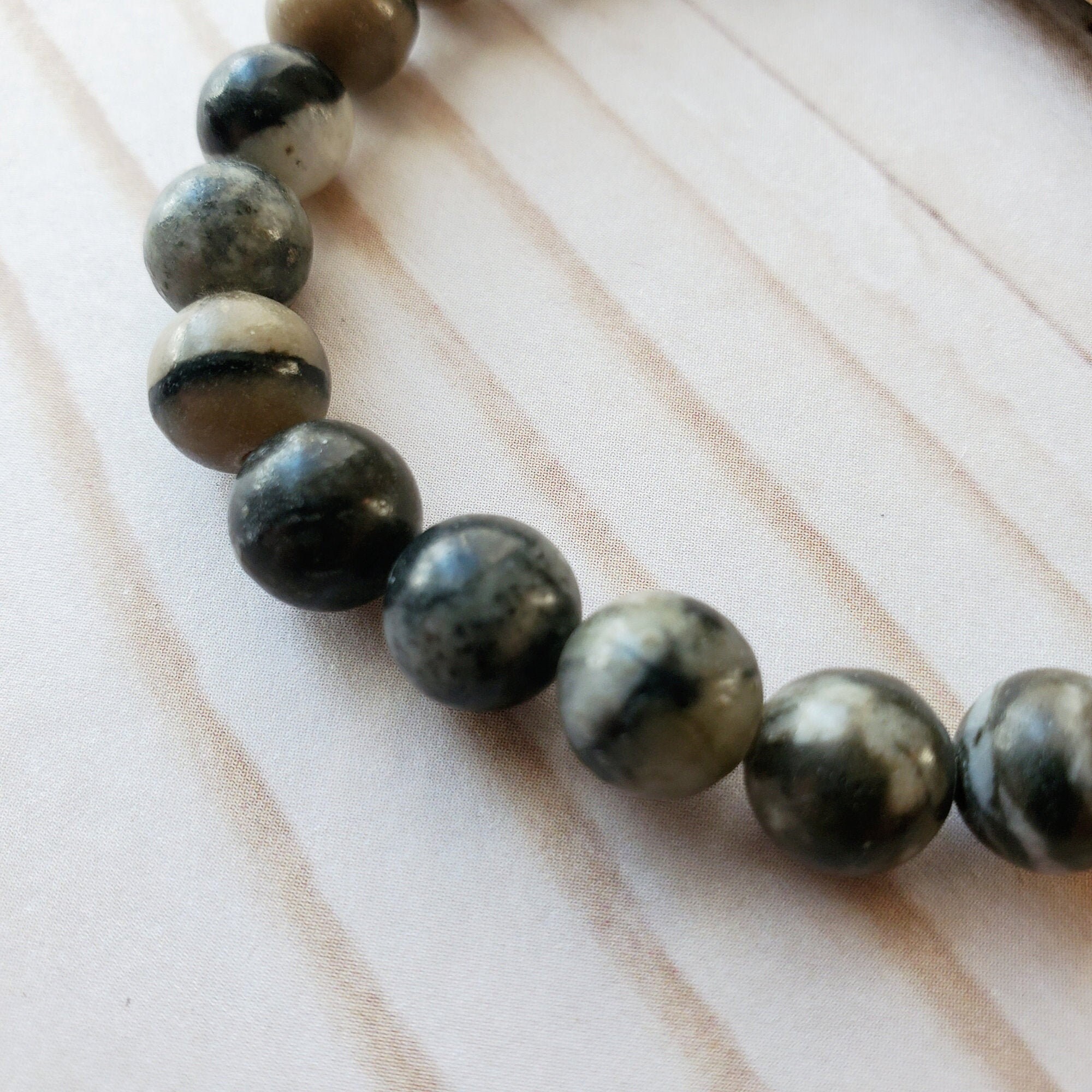Black Network Stone 8mm Gemstone Bead Stretch Stacking - Etsy.de