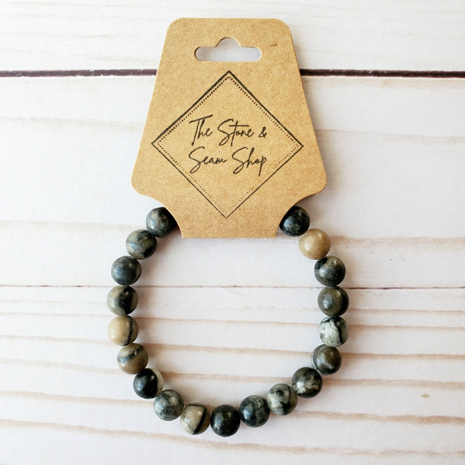 Black Network Stone 8mm Gemstone Bead Stretch Stacking - Etsy.de