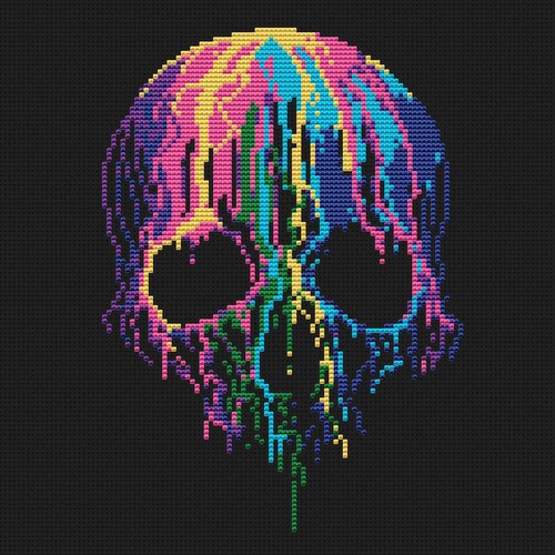 Multicolored Skull. Cross Stitch Pattern. PDF 21 - Etsy