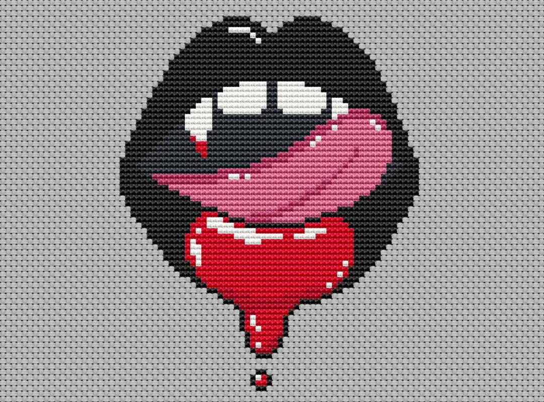 Lips Covered in Blood. Cross Stitch Pattern. PDF #15 - Etsy