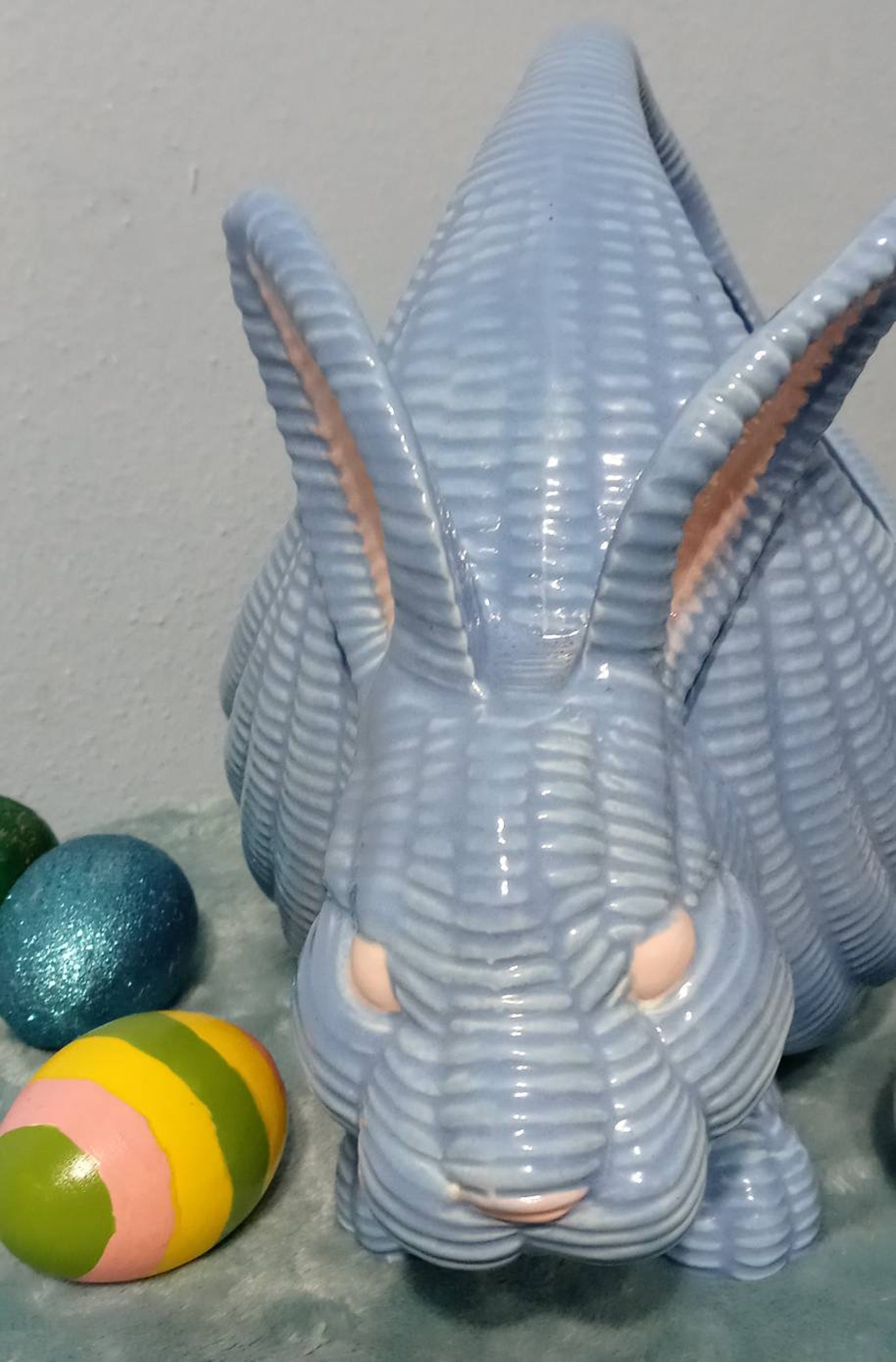 Rabbit Shaped Ceramic Basket Vintage A Long With 8 Ceramic Eggs Ship to ...