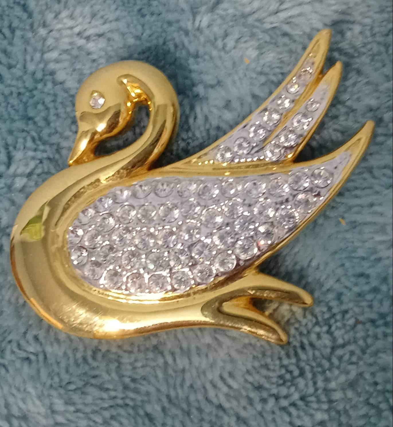 Golden Goose With Clear Rhinestones Pin - Etsy