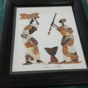Joshua Balaka Signed Butterfly Wing Collage African Woman w/ Frame Art ...