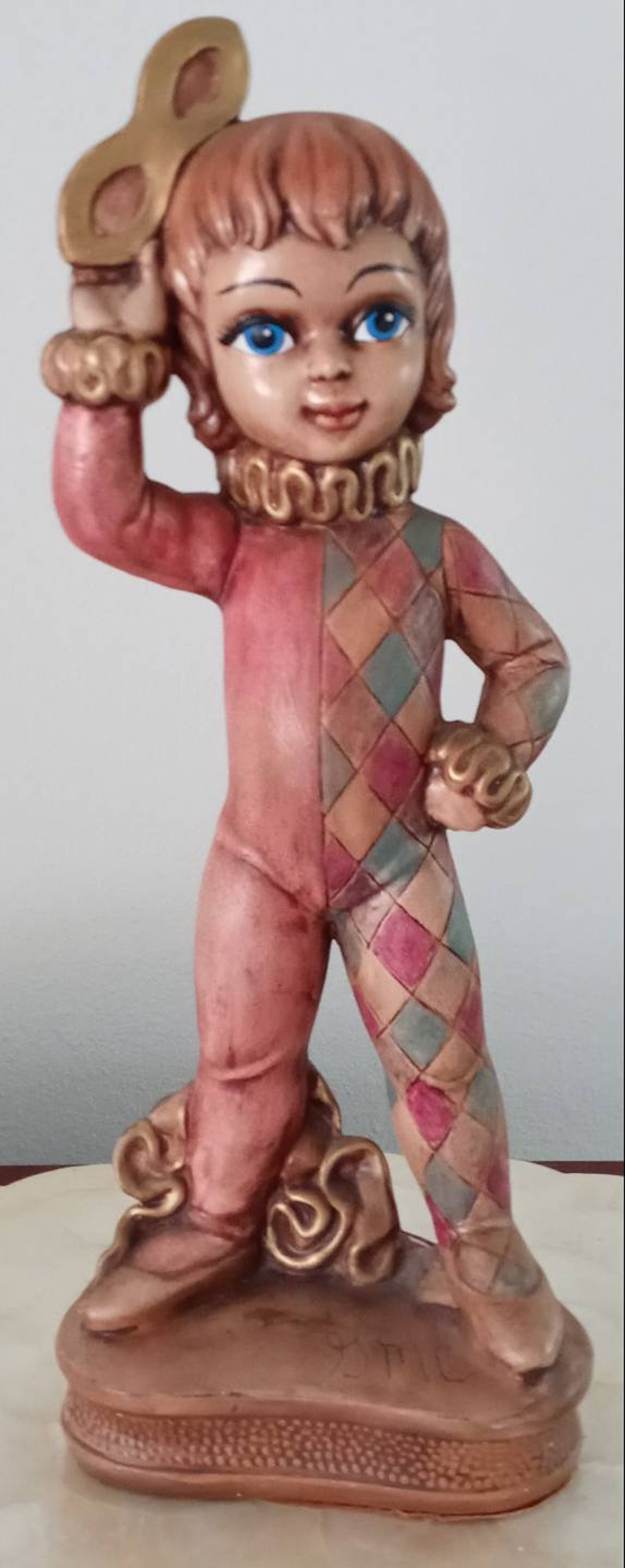 Vintage Hand Painted Harlequin Boy Statue Signed by Artist and Dated ...