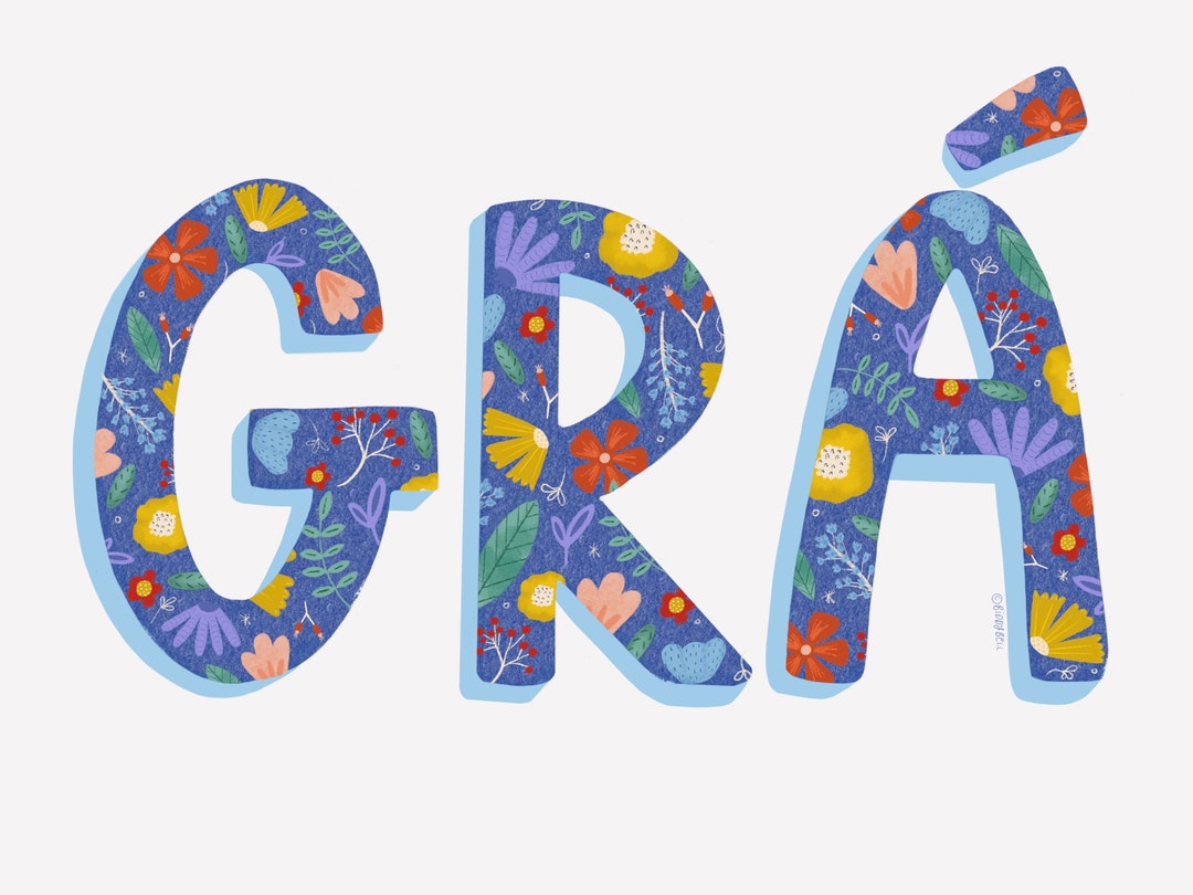 Irish Floral “grá” (love) Poster Print - Etsy