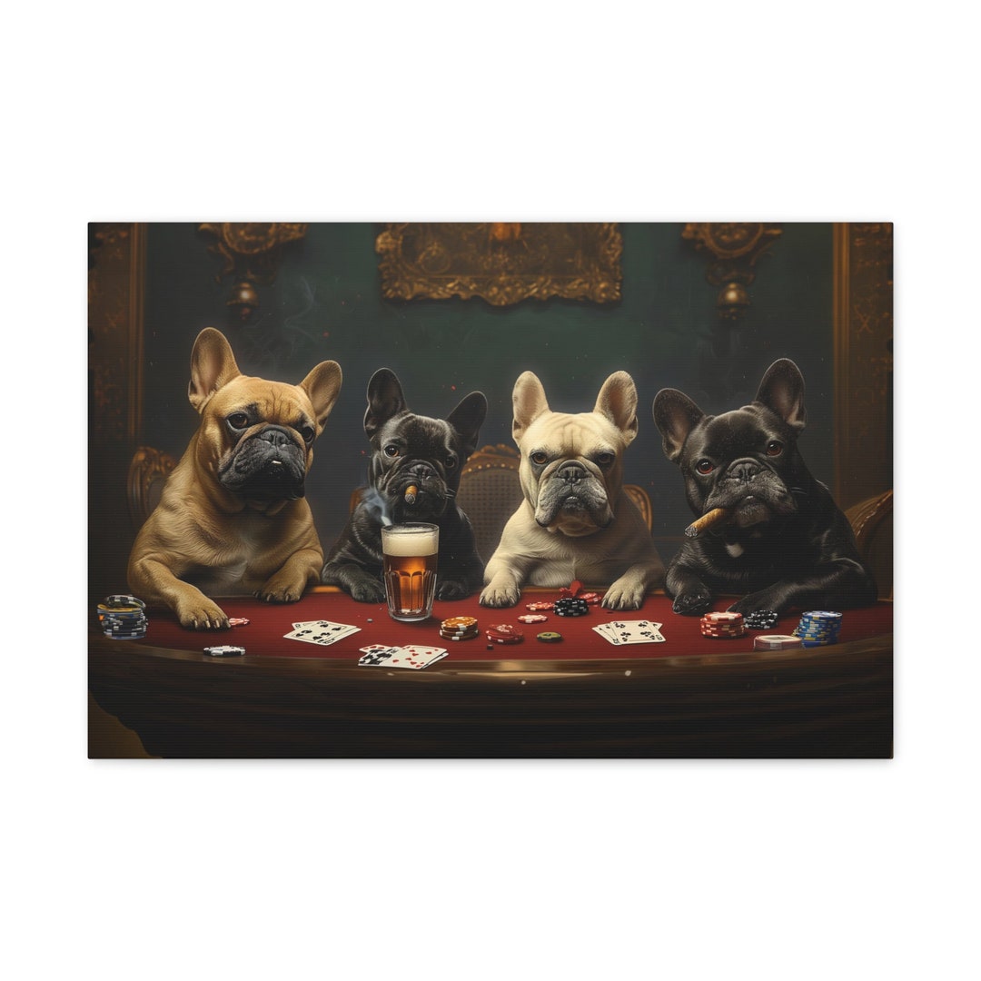 Frenchies Playing Poker Canvas Gallery Wraps - Etsy