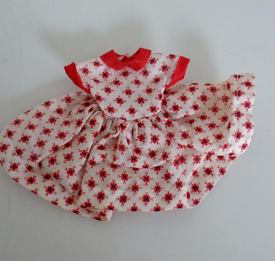 Vintage 1950's Sandra Sue Clothes Red Print Dress for 7.5" Doll - Etsy