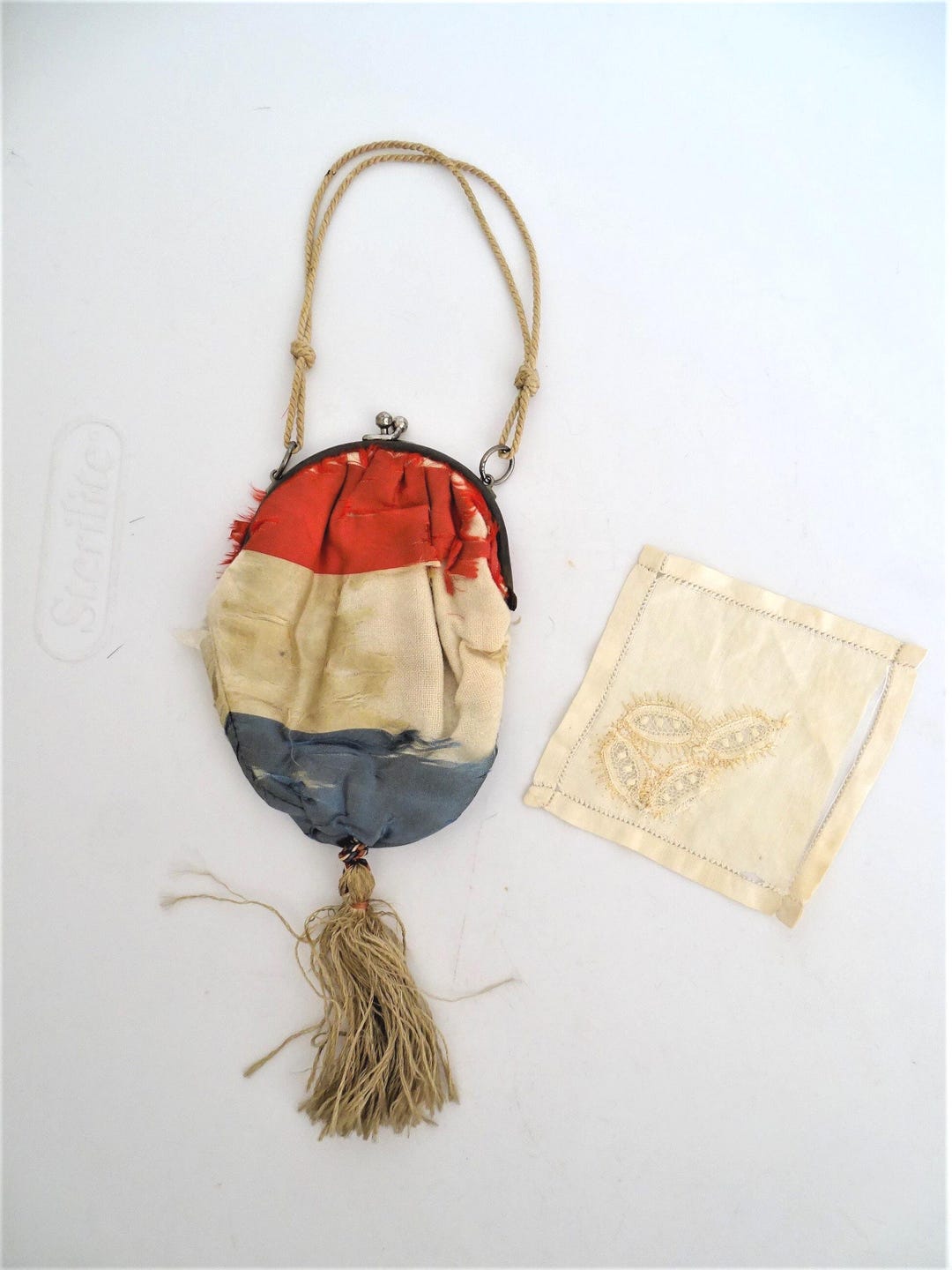 Antique Silk Doll Purse Patriotic Red, White & Blue W/embroidered ...