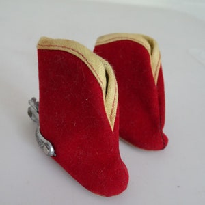 Vintage Mary Hoyer 1.75" Red Faux Suede Cowgirl Boots W/spurs for 14 ...