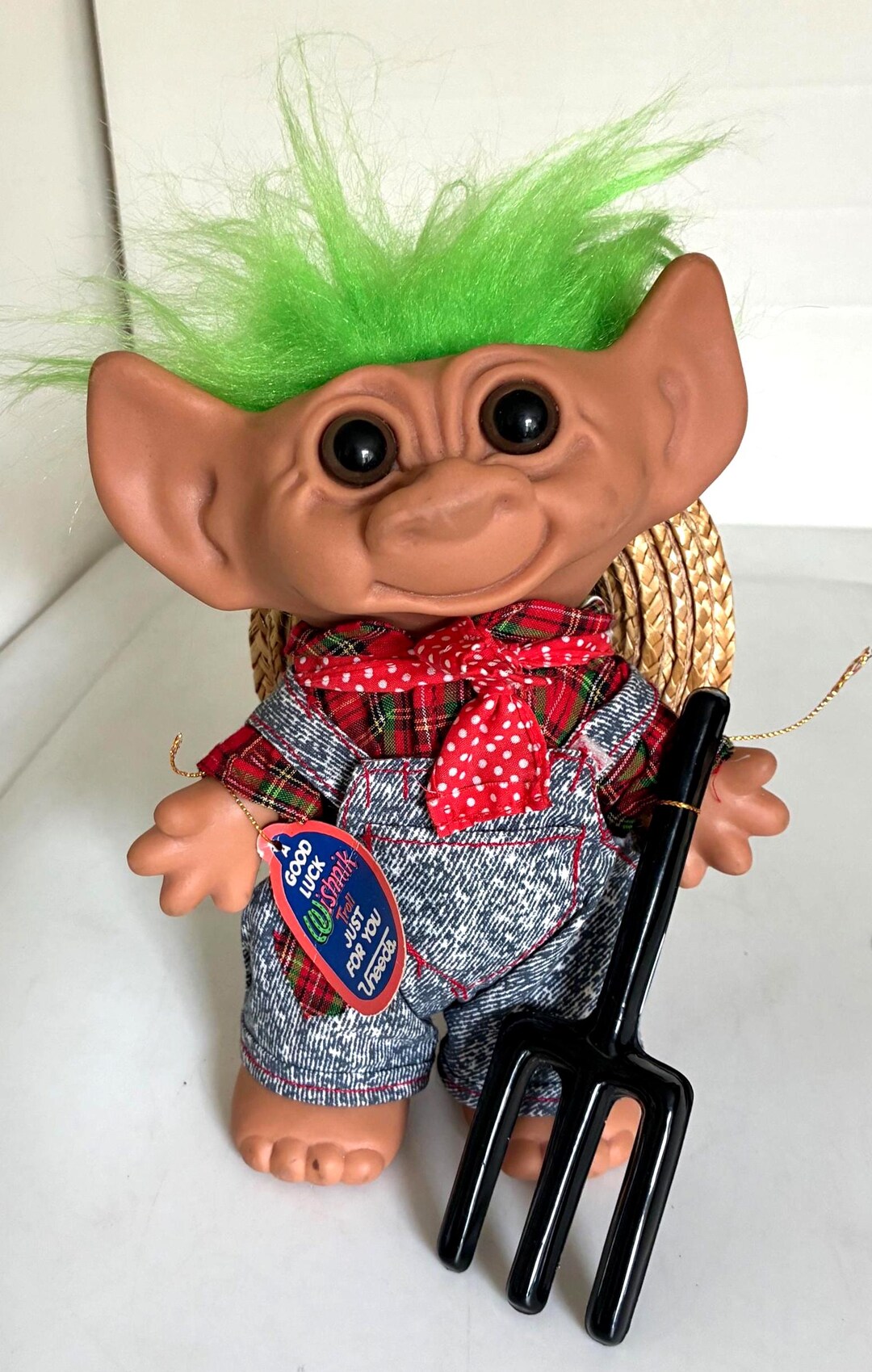 Vintage 8" Uneeda Wishnik Farmer Troll W/pitch Fork, Hat & Wrist Tag - Etsy
