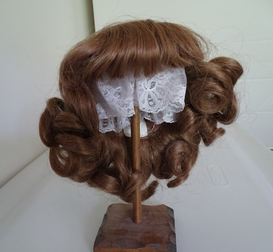 Vintage Antique Old Store Stock Synthetic Doll Wig W/curls & Bangs Size ...