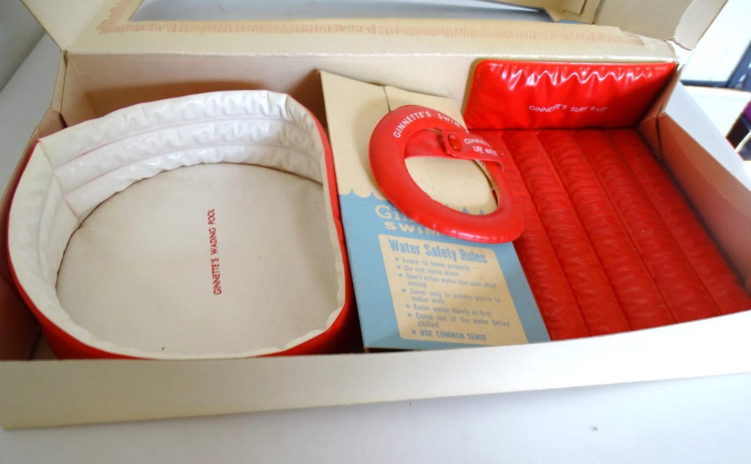Vintage 1950's Vogue Ginnette Swim Set in Box Pool, Life Belt, Raft ...