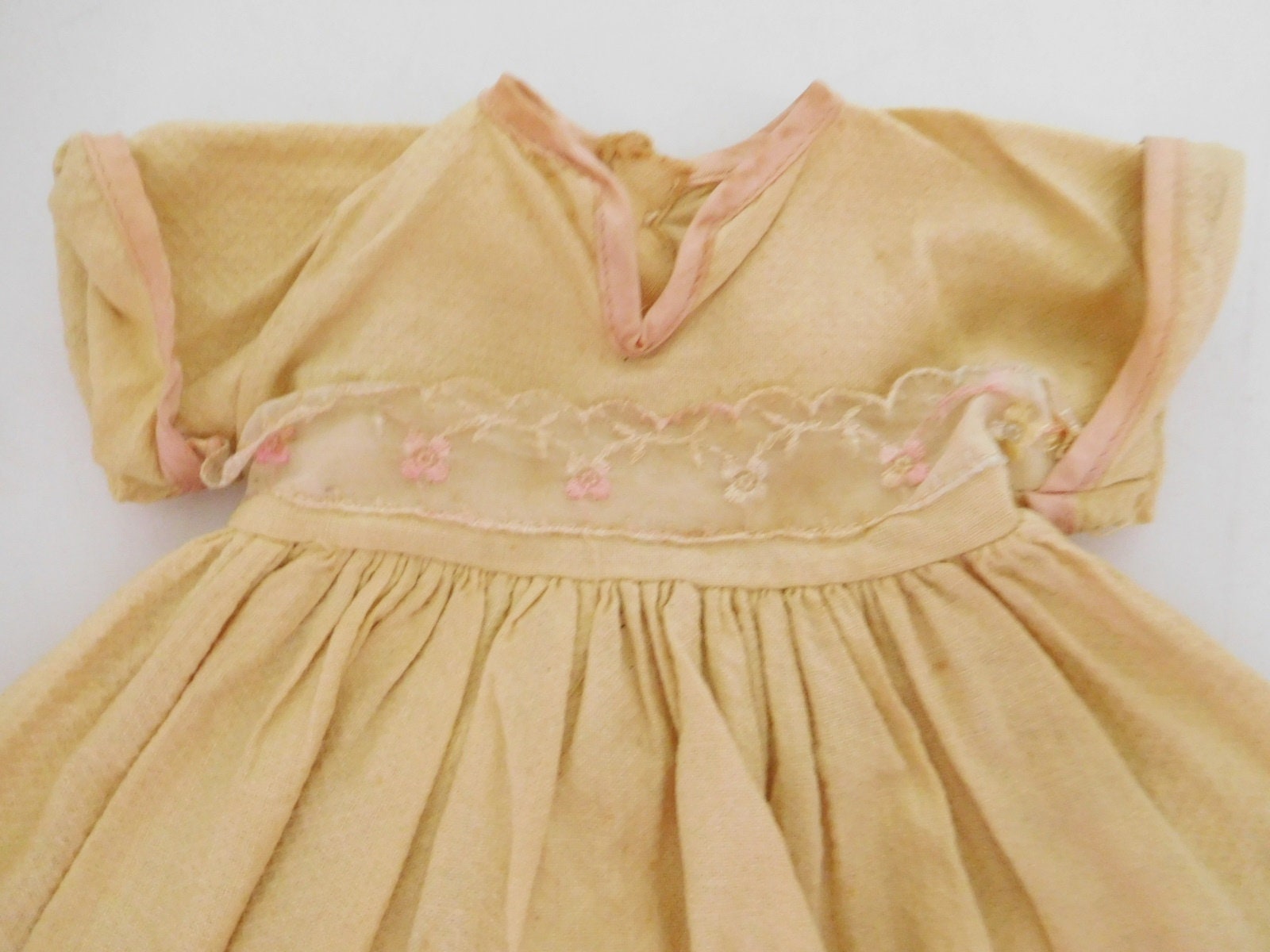 Vintage Waffle Texture Cotton Gold Dress for Medium Size Wide Waist ...