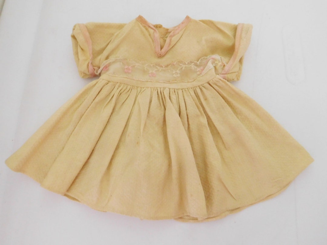 Vintage Waffle Texture Cotton Gold Dress for Medium Size Wide Waist ...