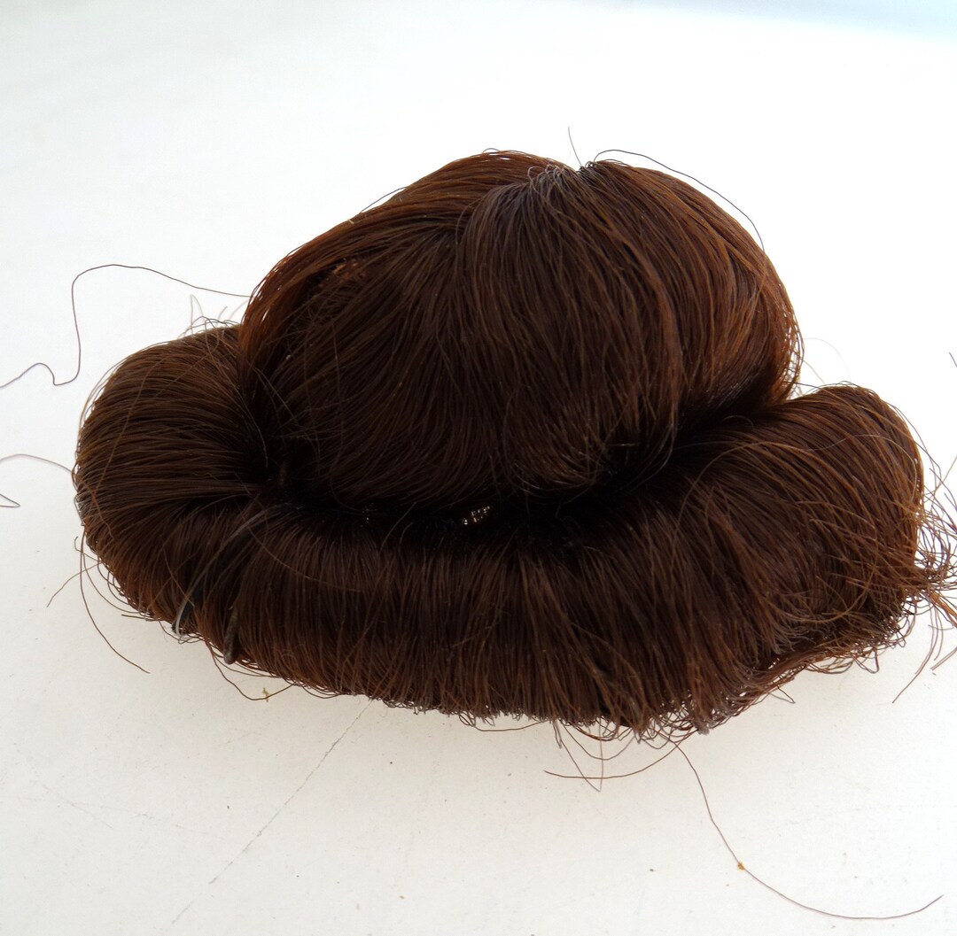 Vintage Old Store Stock Tiny Brown Curled up Dynel Wig for Small Size ...