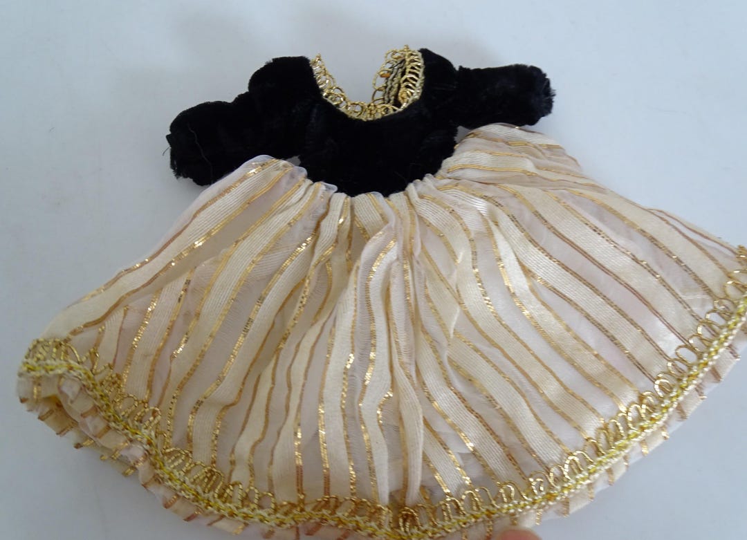 Vintage 1950's Sandra Sue Clothes Party Dress Black & Gold for 7.5 Doll ...