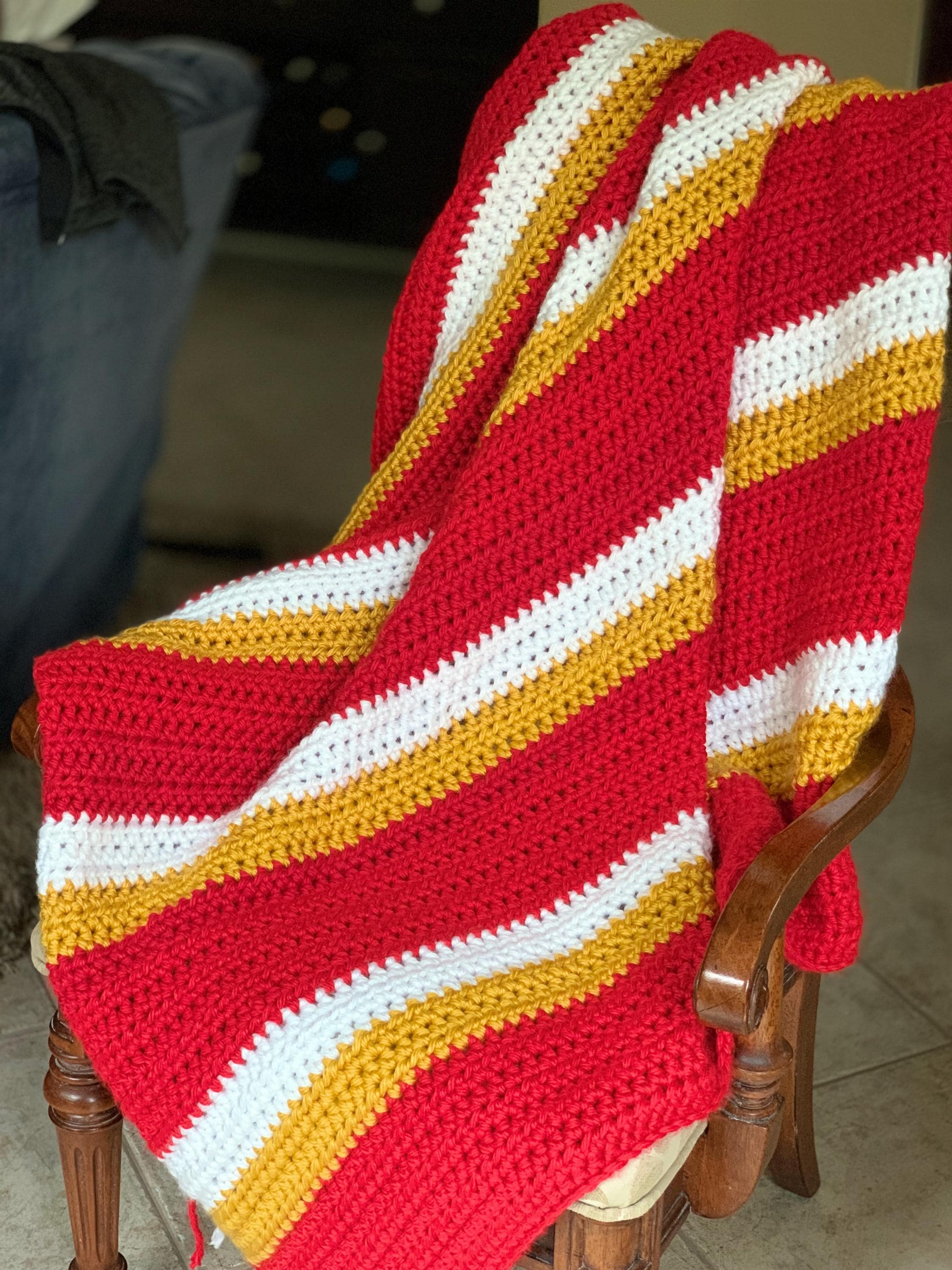 Kansas City Chiefs Themed Blanket Crochet Pattern - Red, Yellow Gold ...