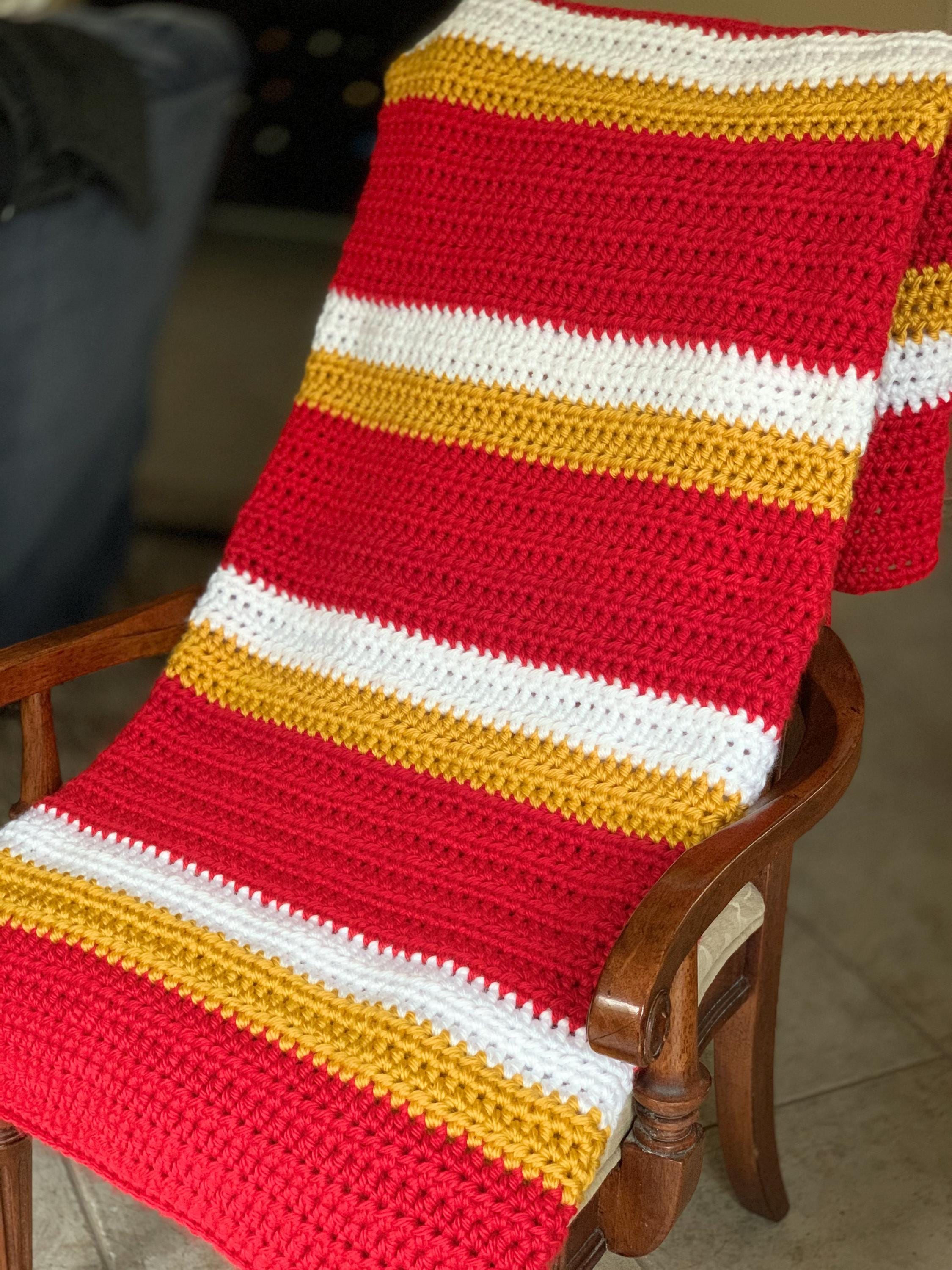 Kansas City Chiefs Themed Blanket Crochet Pattern - Red, Yellow Gold ...