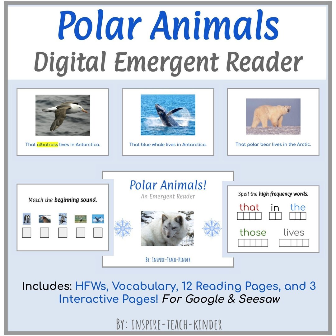 Polar Animals Digital Emergent Reader: for Google & Seesaw - Etsy