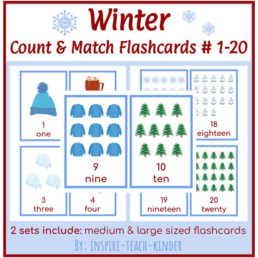 Winter Math Counting & Matching Cards (montessori): Digital - Etsy