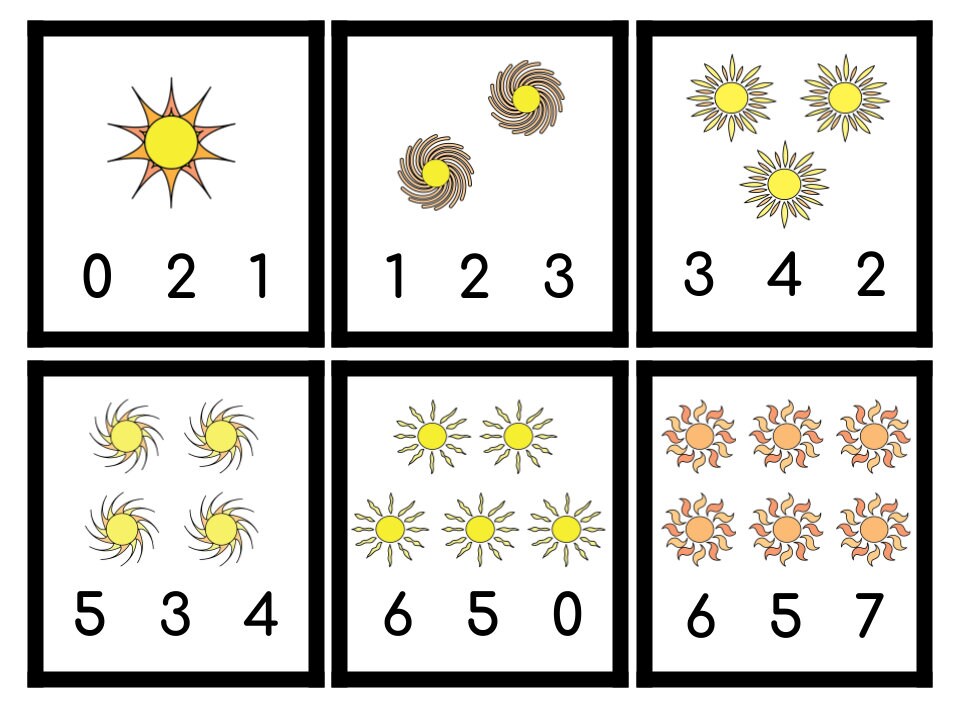 Sun Summer Spring Math Count & Clip Cards, #1-20: Digital - Etsy
