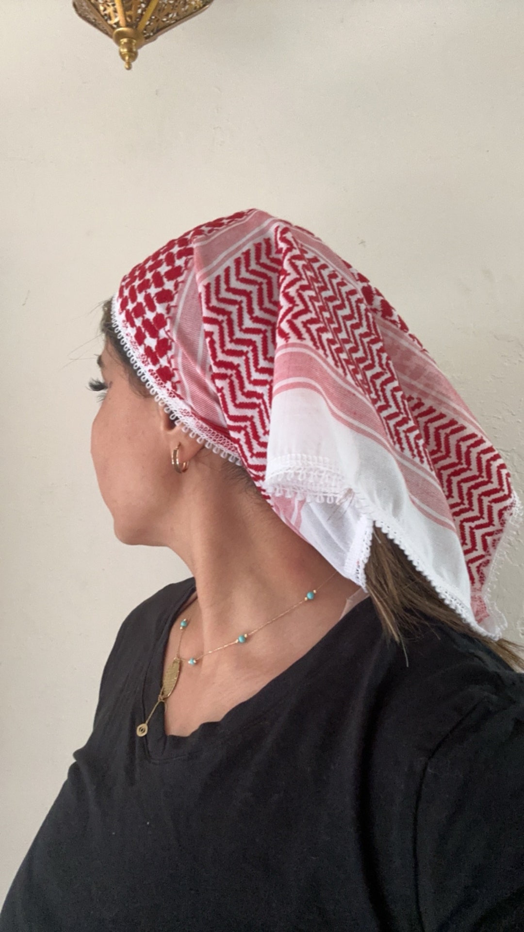 Palestinian Jordanian Red and White Hattah, Scarf, Hatta, Kuffieh ...