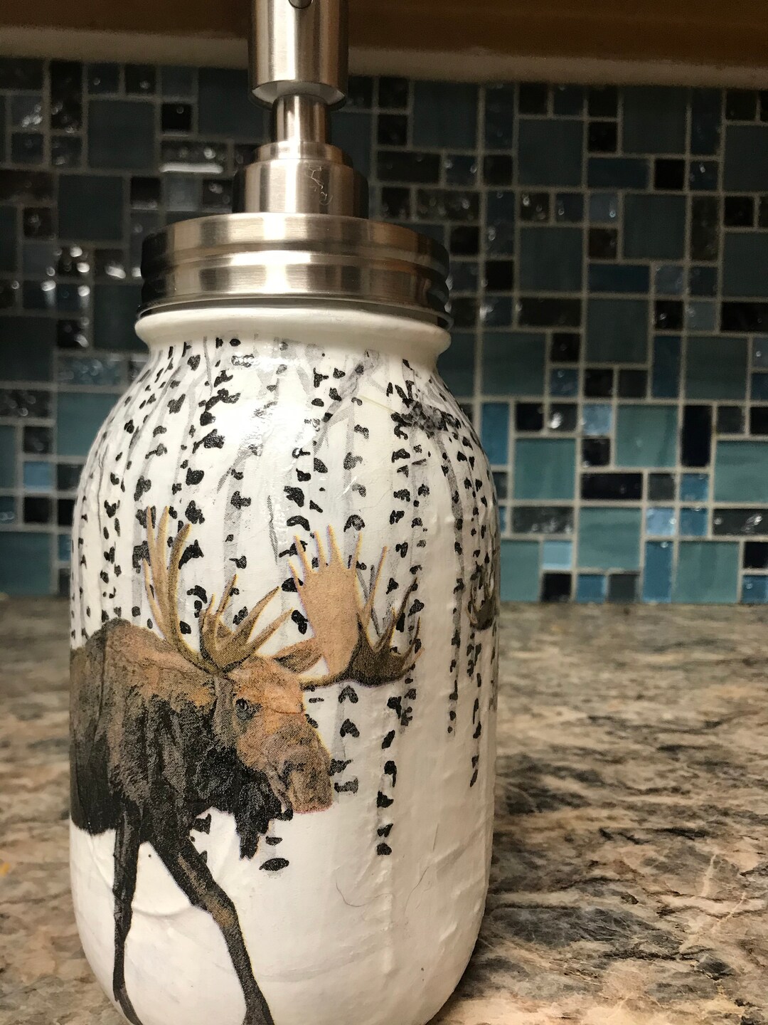 Moose Mason Jar Soap Dispenser - Etsy