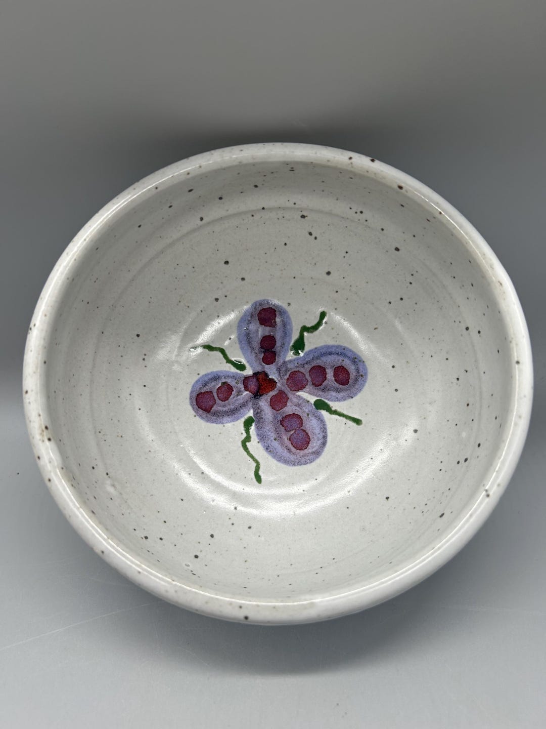 White Decorated Pottery Bowl - Etsy