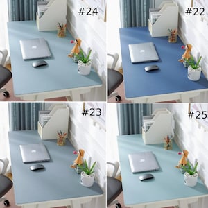 Blue Custom Desk Mat, Office Leather Desk Mat, Waterproof Large Mouse ...