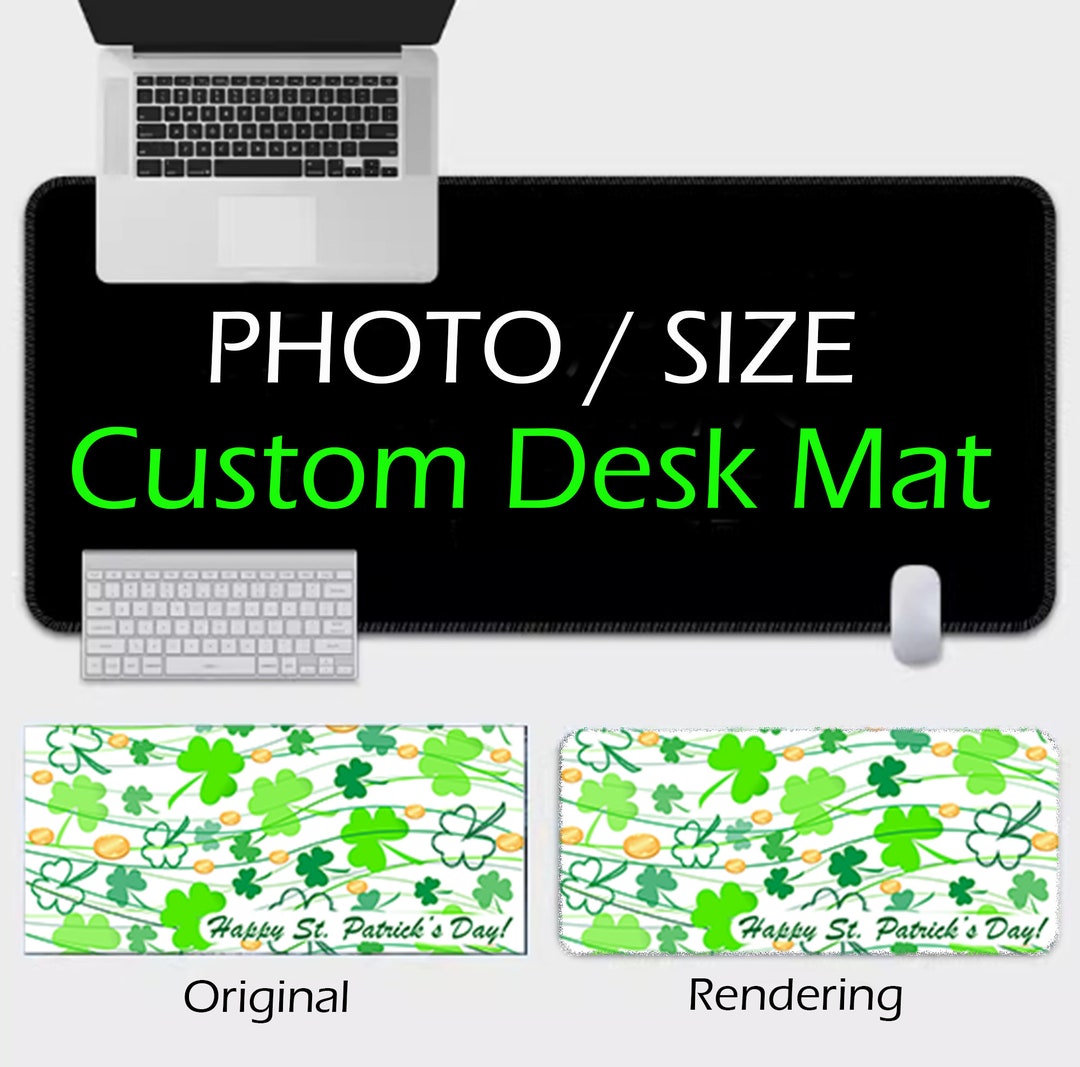 Custom Photo Desk Mat, St. Patrick's Day Desk Mat, Green Trefoil Desk ...